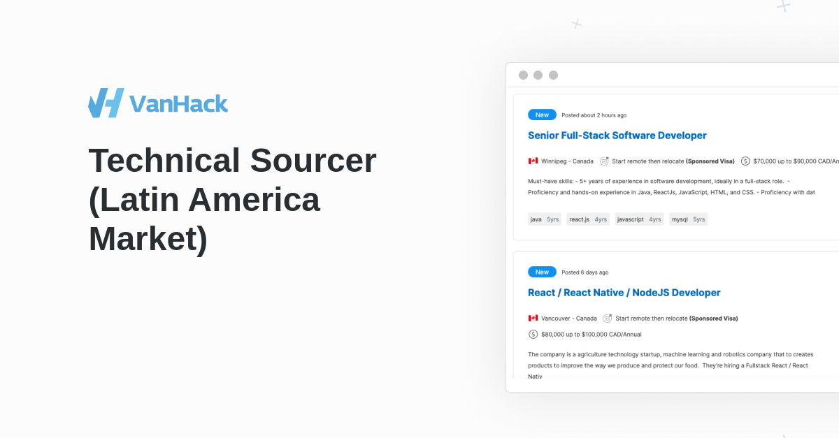Technical Sourcer (Latin America Market) - VanHack